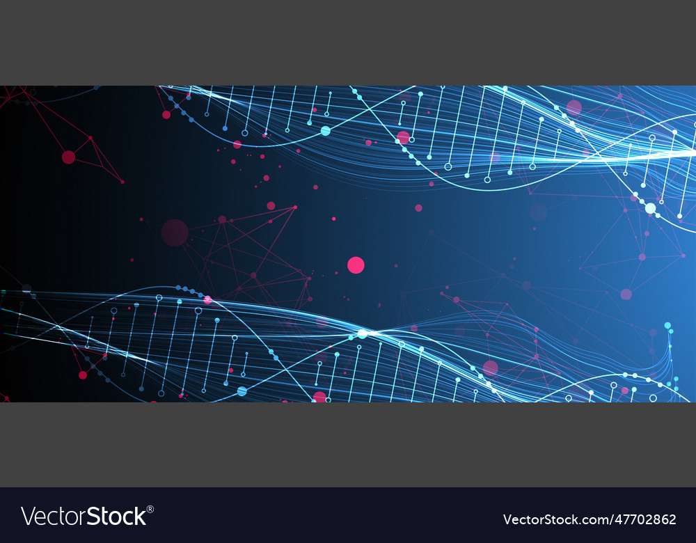 Abstract Dna Background With Plexus Effect Vector Image