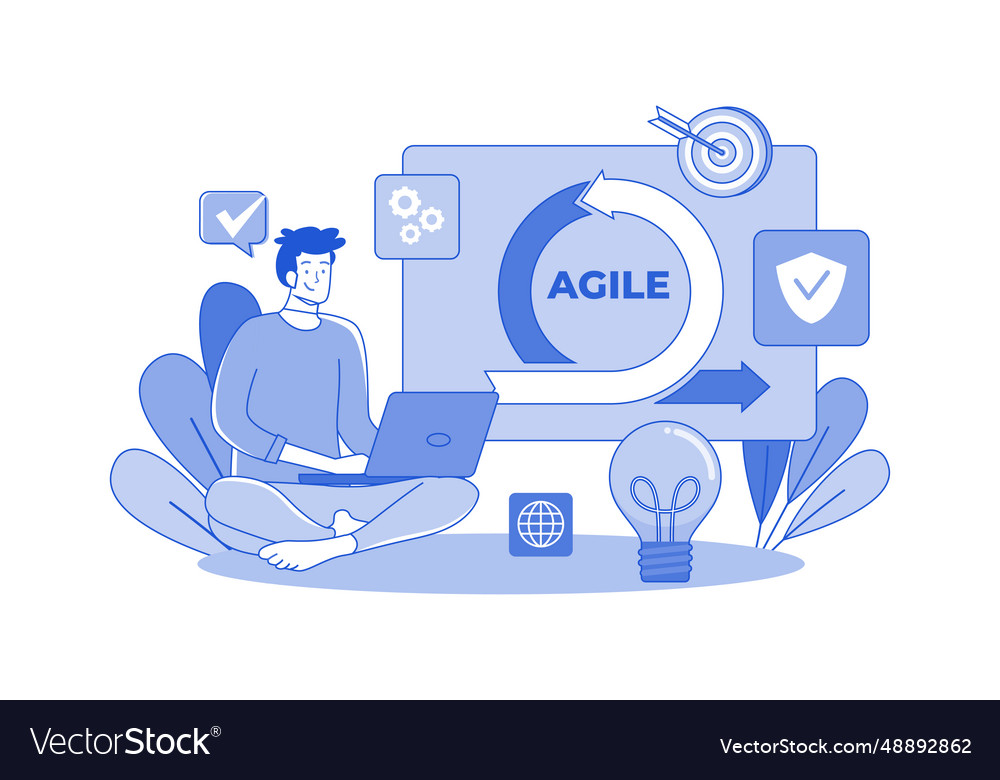Agile development workflow concept Royalty Free Vector Image