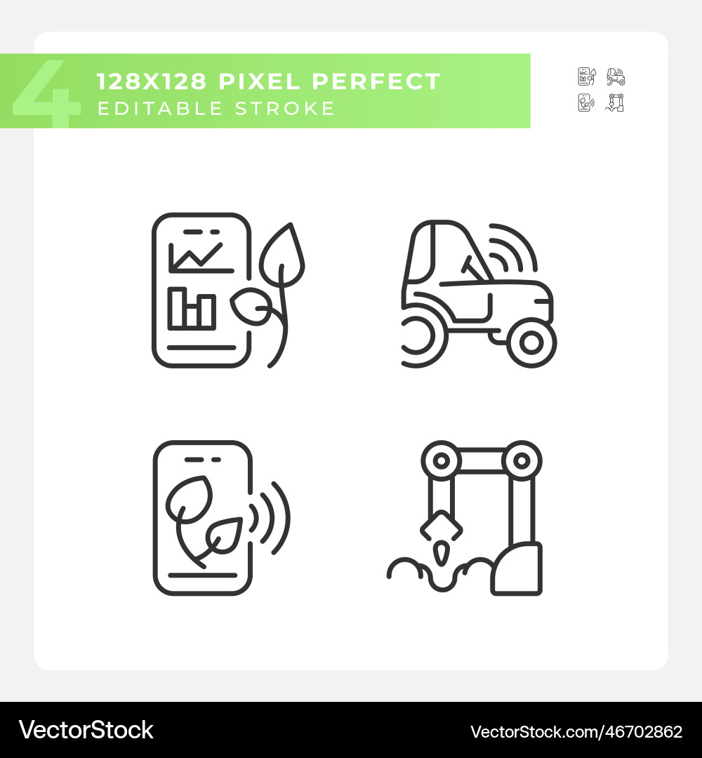Agricultural Technologies Linear Icons Set Vector Image