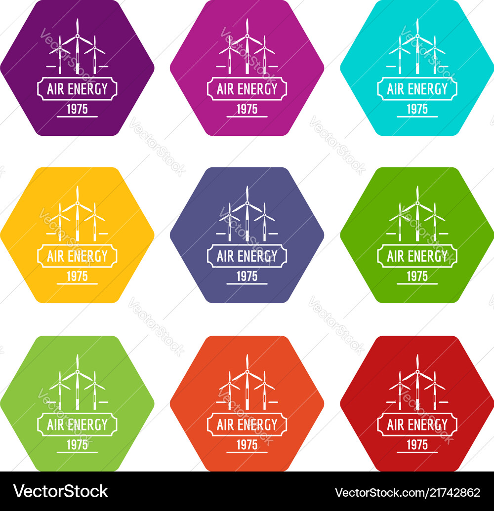 Air energy icons set 9 Royalty Free Vector Image
