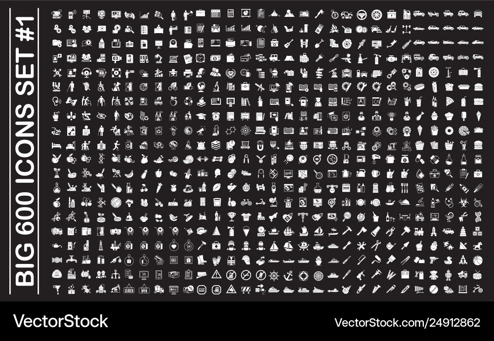 Big 600 icons set on background for graphic Vector Image