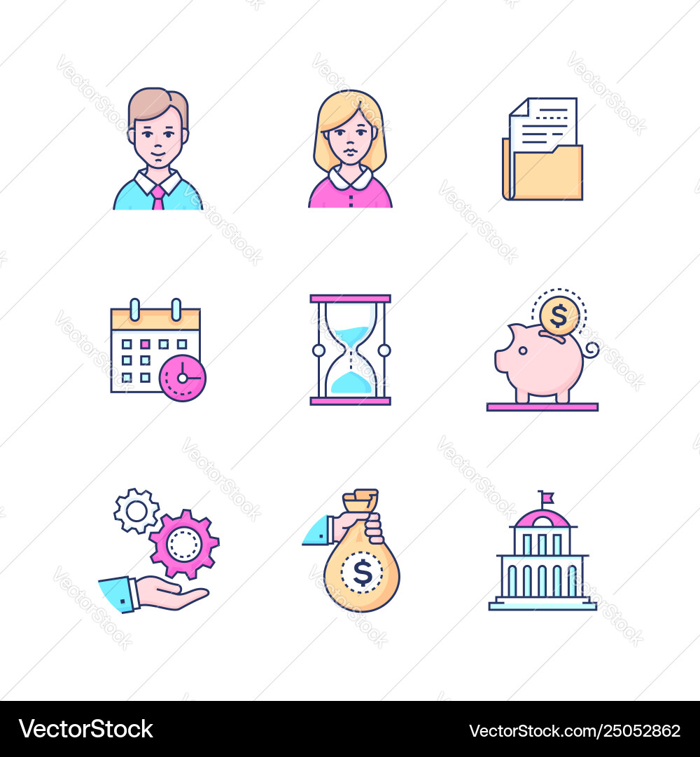 Business - set line design style icons Royalty Free Vector