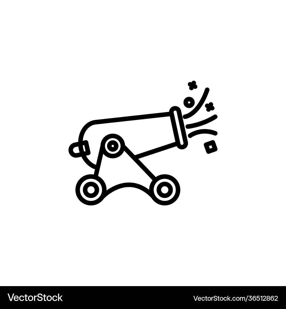 Cannon outline iconcarnival and tool on white Vector Image