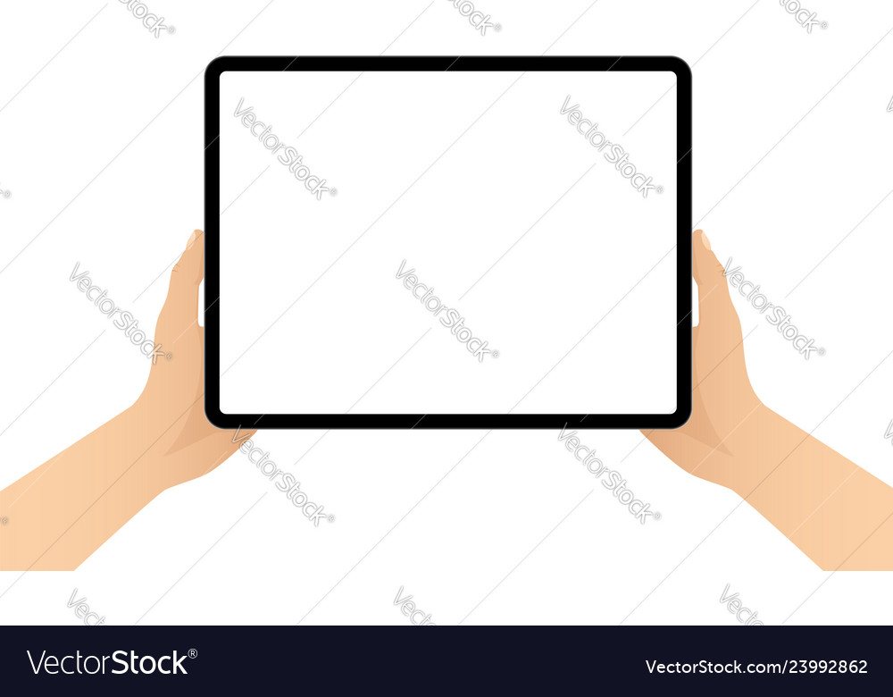 Digital tablet in hands Royalty Free Vector Image