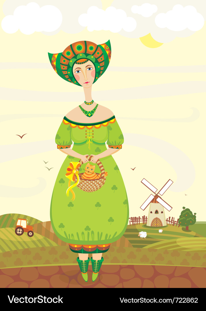 Gile folk village landscape Royalty Free Vector Image