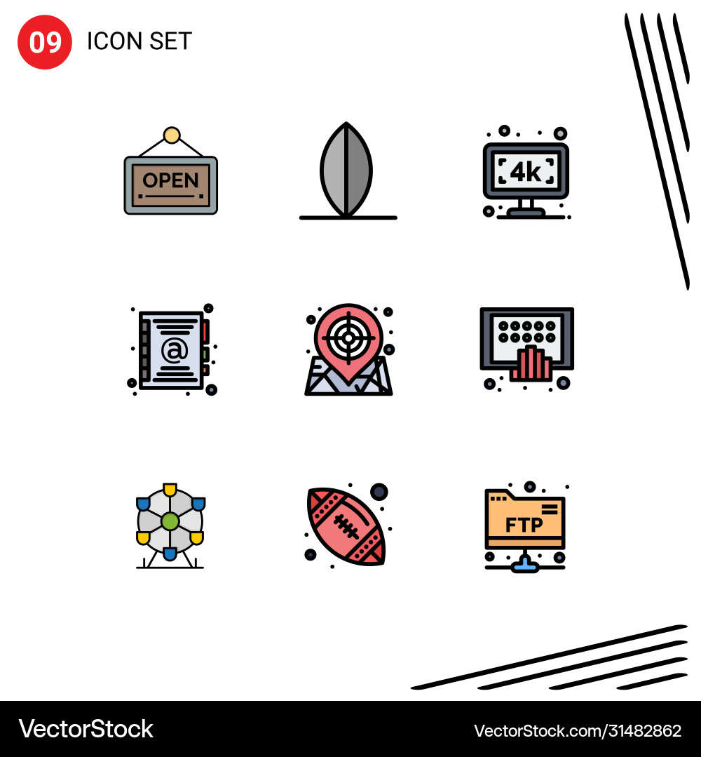 Group 9 filledline flat colors signs and Vector Image