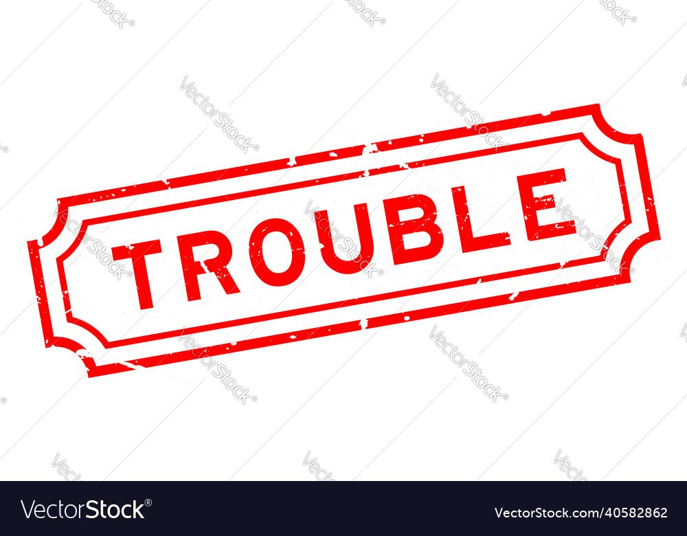 Grunge red trouble word rubber seal stamp Vector Image
