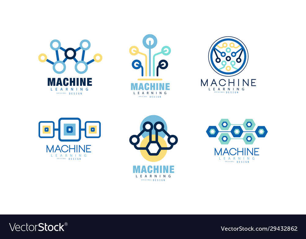 Learning machine logo design collection Royalty Free Vector