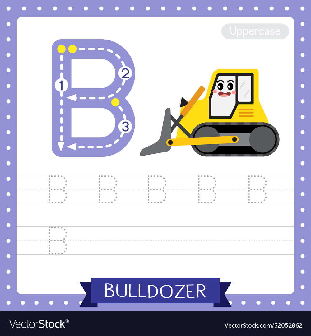 Letter b uppercase tracing practice worksheet Vector Image