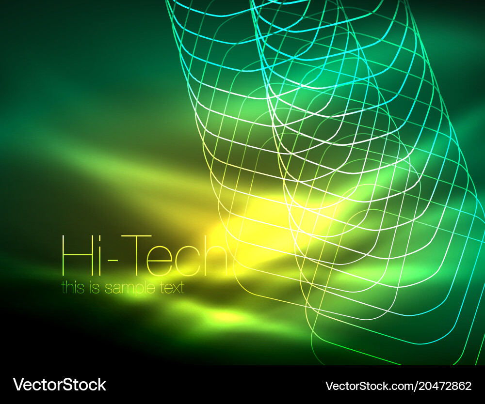 Neon glowing outline squares in dark Royalty Free Vector