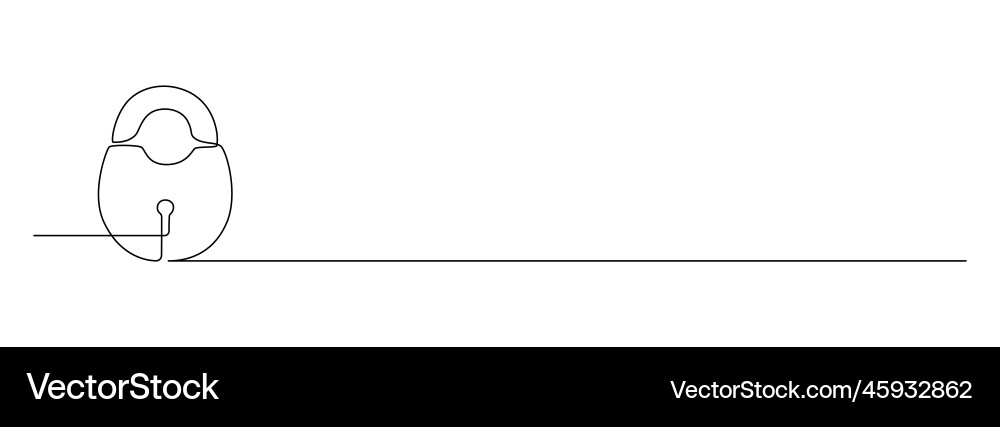 One continuous line drawing of padlock outline Vector Image