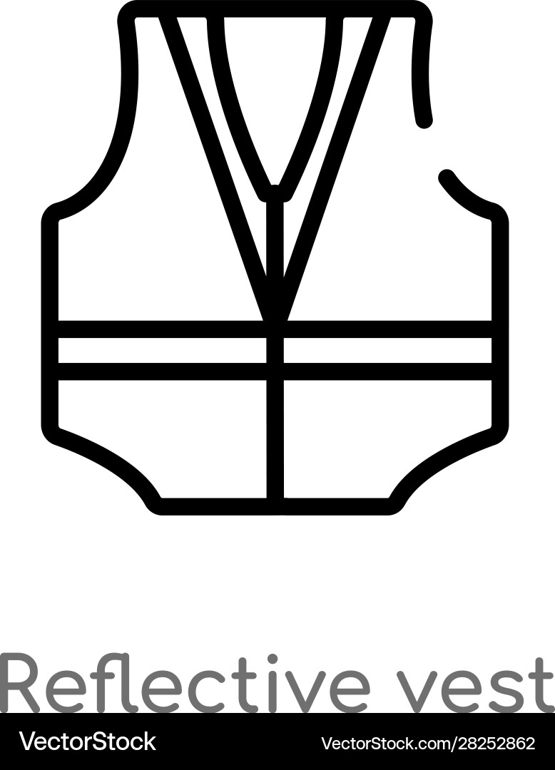 Outline reflective vest icon isolated black Vector Image