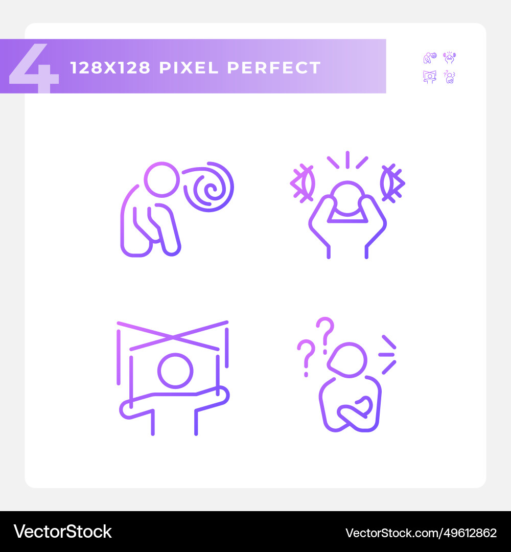 Purple gradient simple psychology icons collection