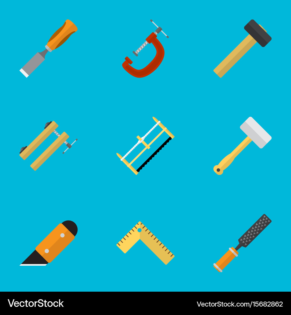 Set of 9 editable instrument icons includes Vector Image