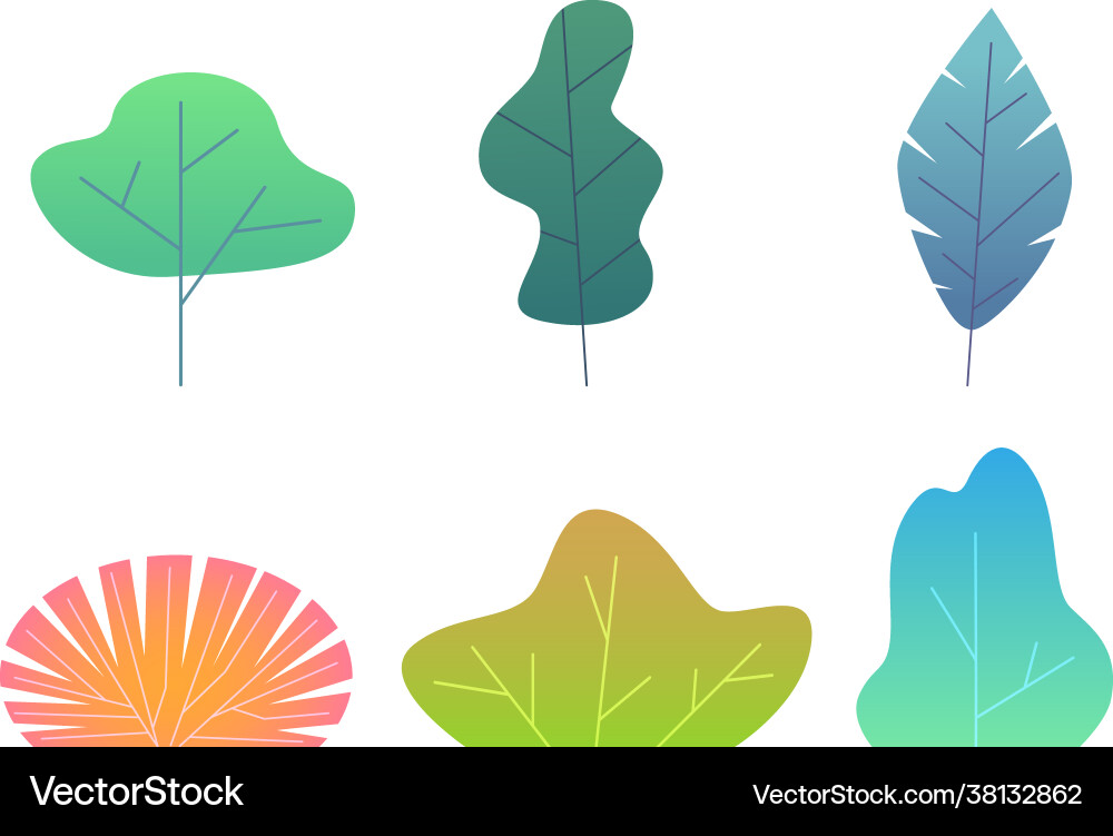 Simple green trees branches and bushes minimal Vector Image