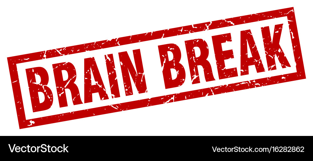 Square grunge red brain break stamp Royalty Free Vector