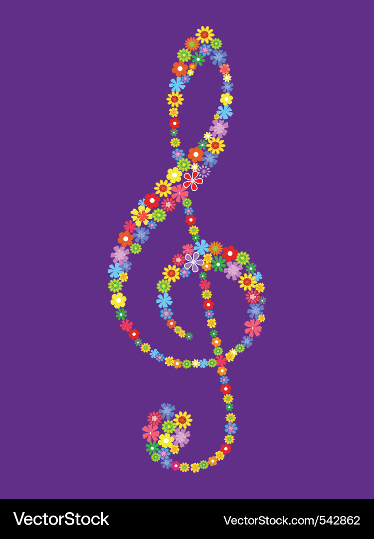 Treble clef of flowers Royalty Free Vector Image