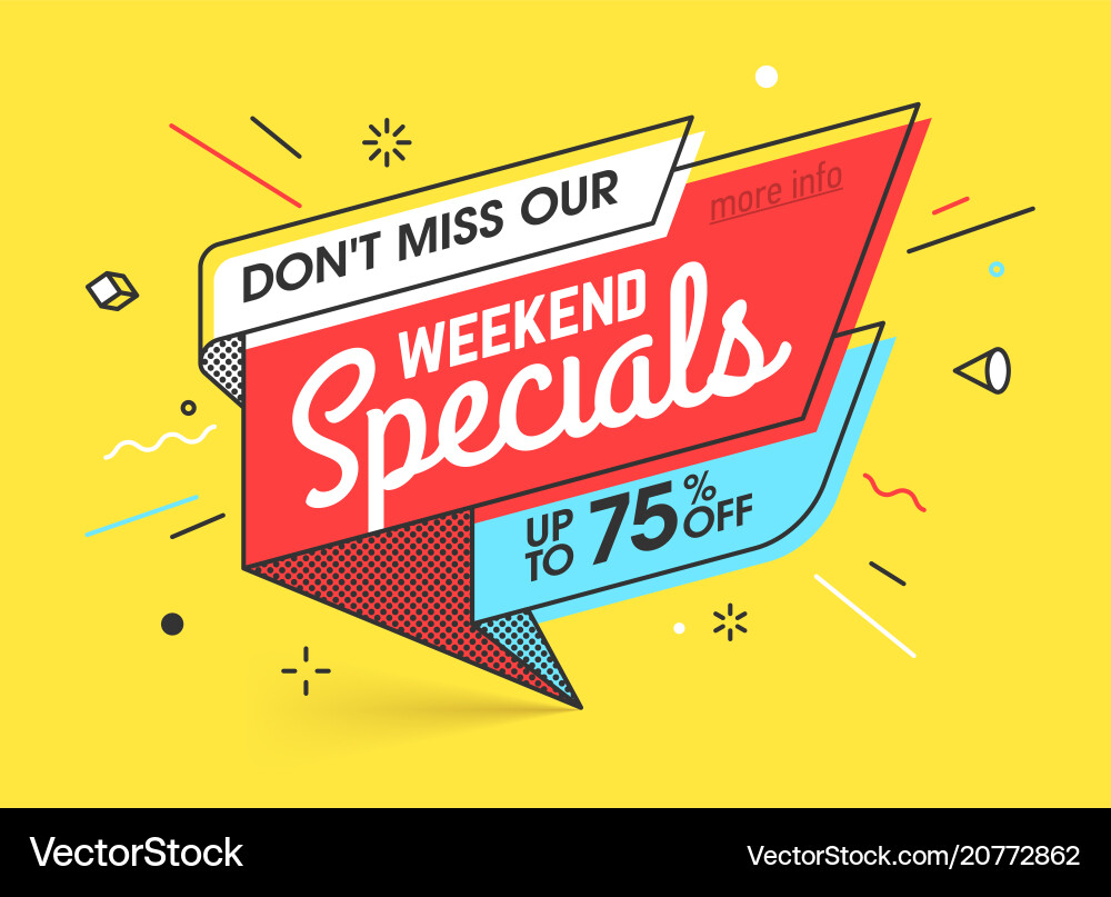 Weekend specials sale banner template in flat Vector Image