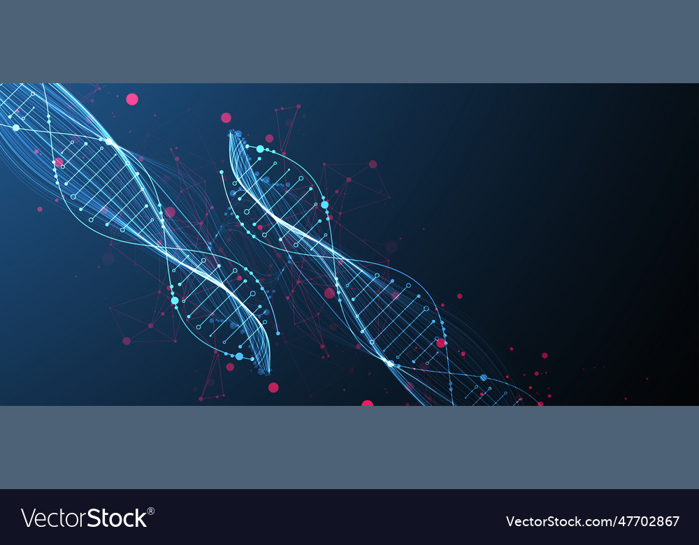 Abstract Dna Background With Plexus Effect Vector Image