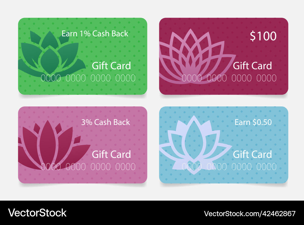 Collection colored gift card with lotus flower Vector Image