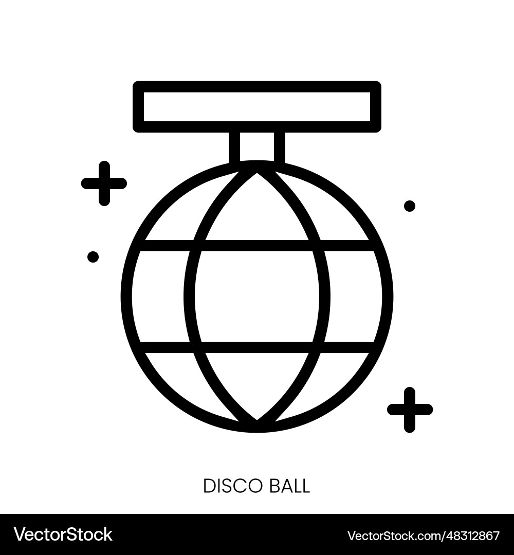 Disco ball icon line art style design isolated Vector Image