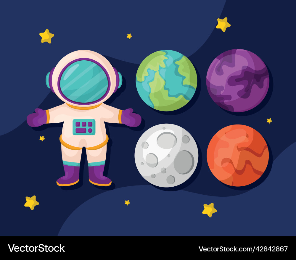 Five space items Royalty Free Vector Image - VectorStock