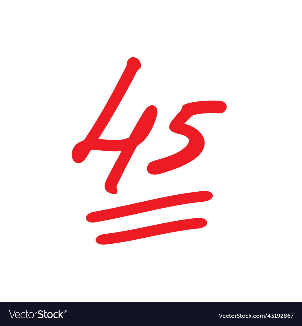 Forty five points 45 score Royalty Free Vector Image