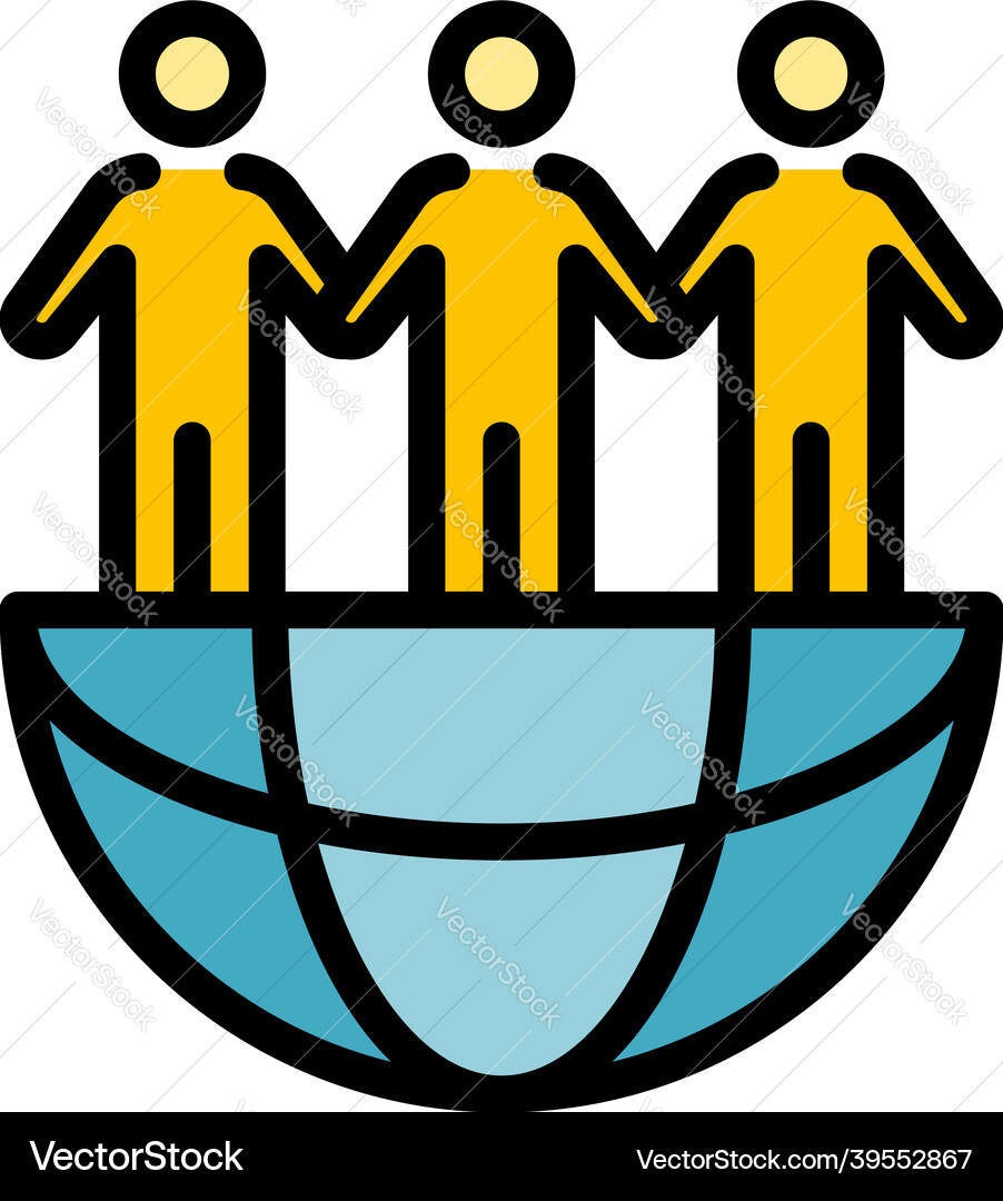 Global immigrants icon color outline Royalty Free Vector