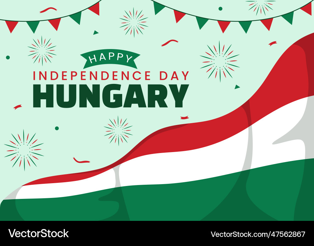 Happy hungary independence day with hungarian Vector Image