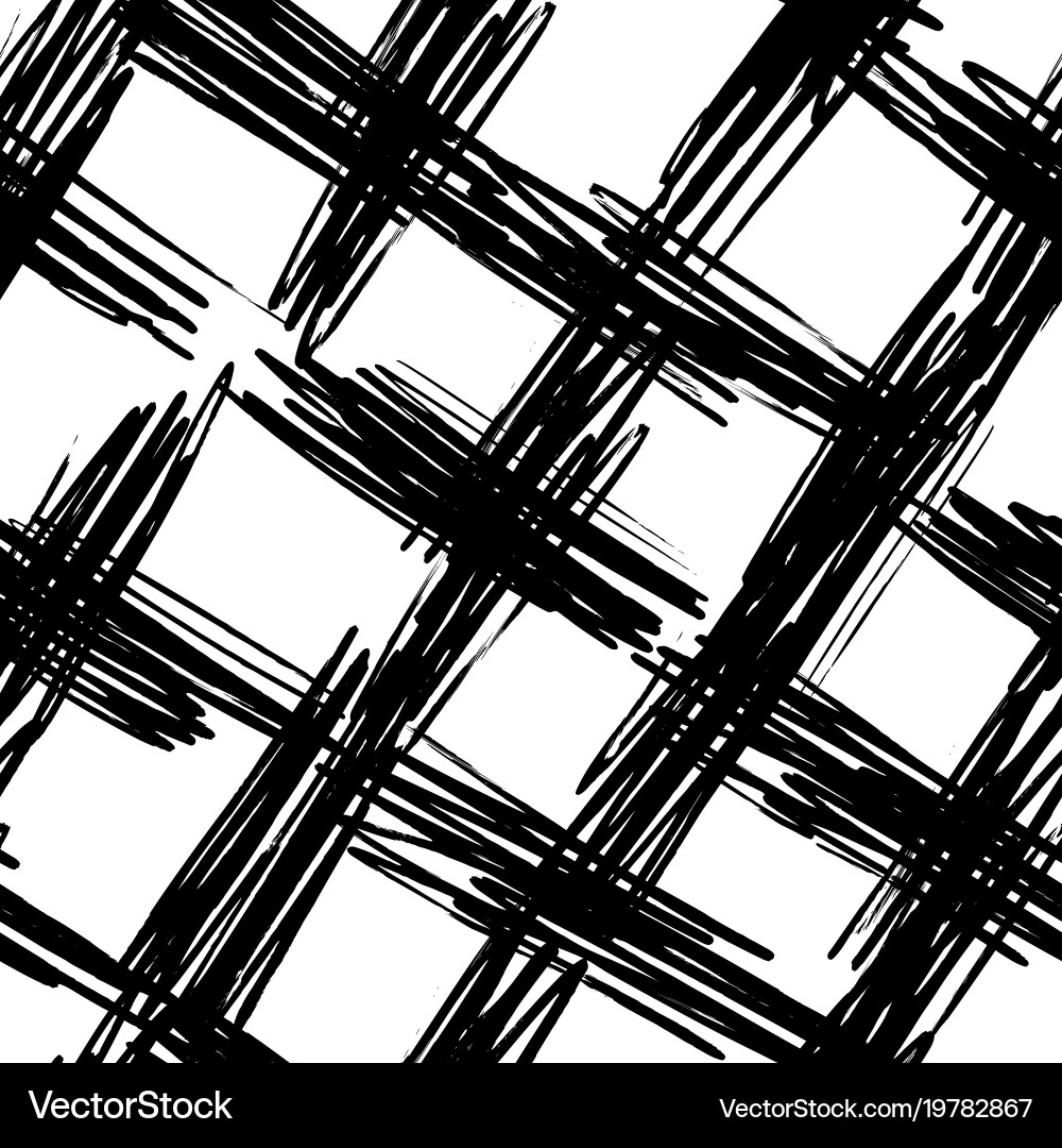 Ink hand drawn abstract cross lines seamless Vector Image