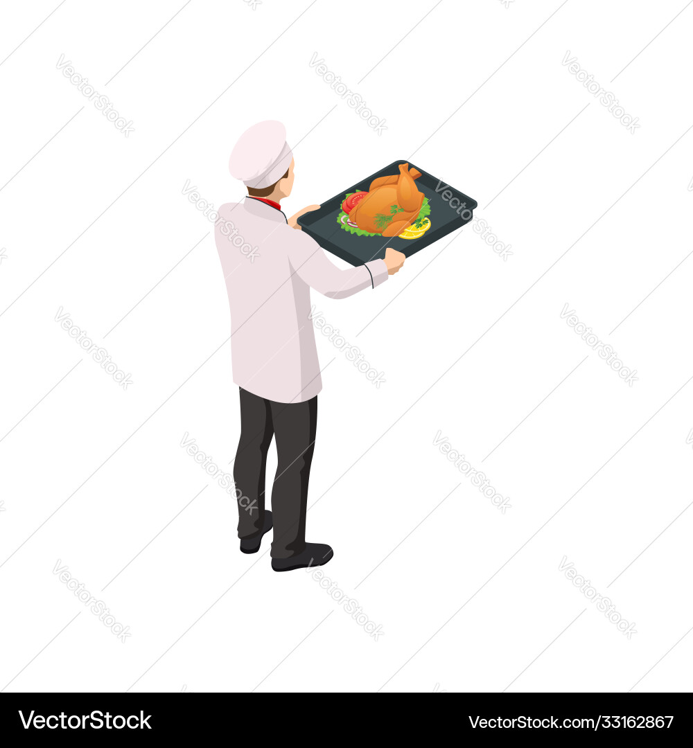 Isometric male chef isolated on white chef Vector Image
