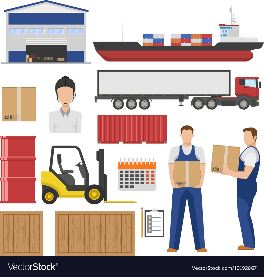 Logistics Flat Elements Set Royalty Free Vector Image