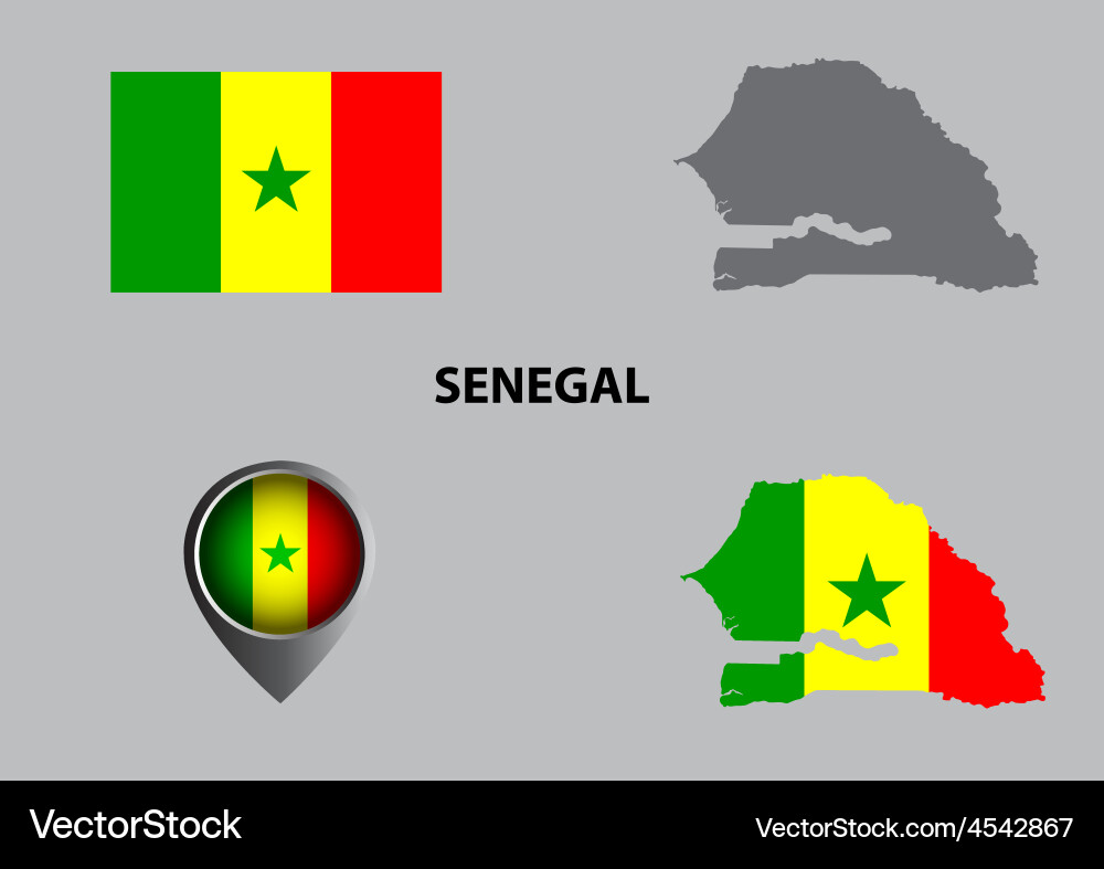 Map of senegal and symbol Royalty Free Vector Image