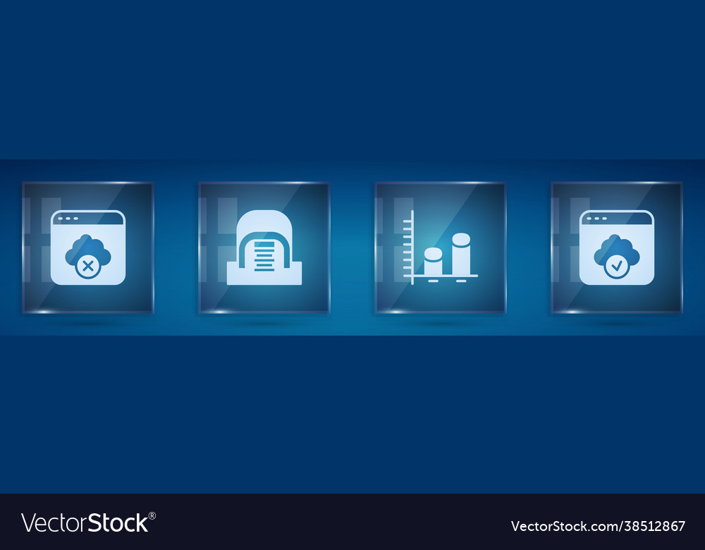Set failed access cloud storage hangar Royalty Free Vector