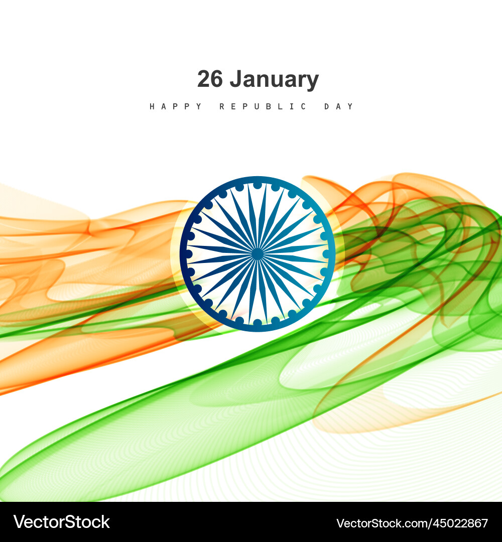 Tricolor modern wavy indian flag design Royalty Free Vector