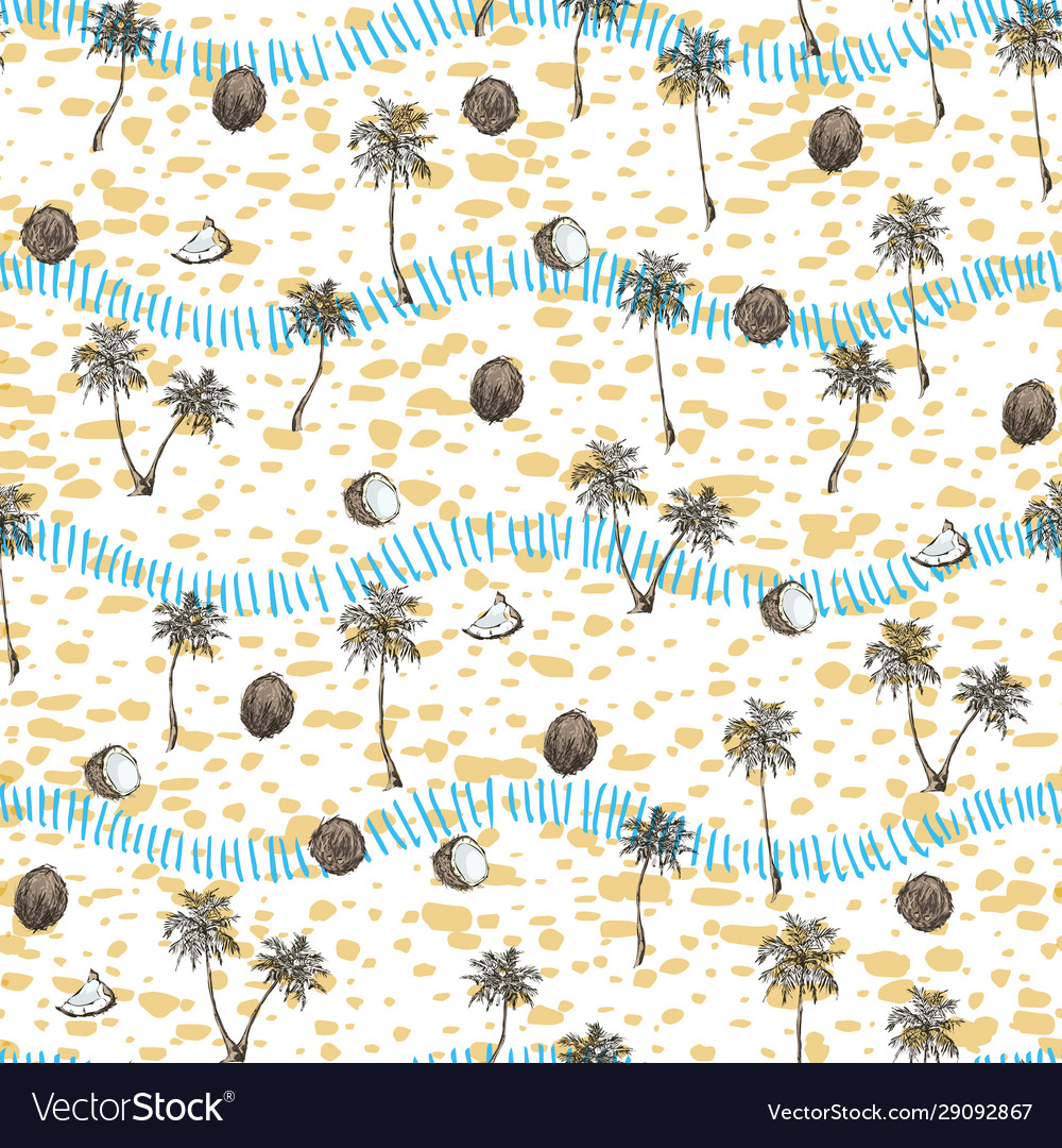 Tropical palm trees seamless pattern Royalty Free Vector