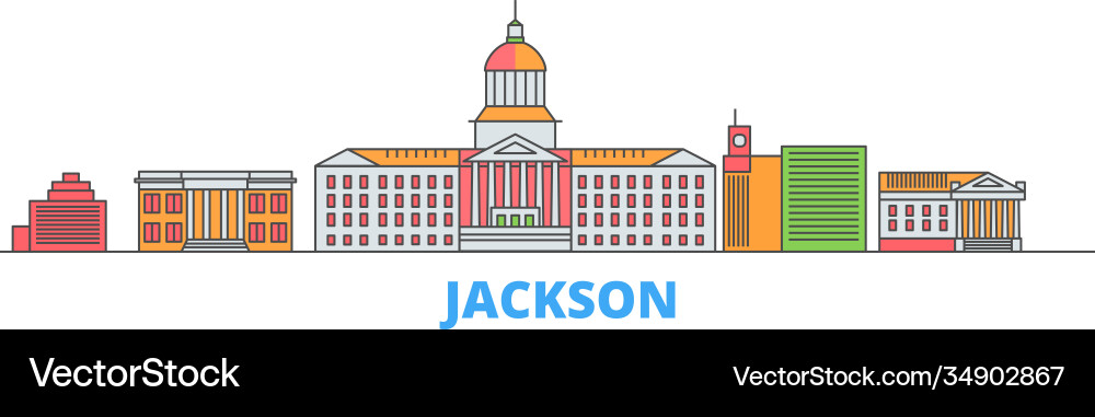 United states jackson line cityscape flat Vector Image