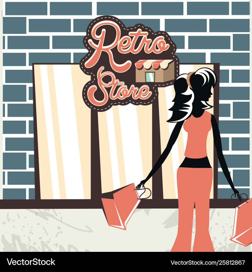 Woman retro store icon Royalty Free Vector Image