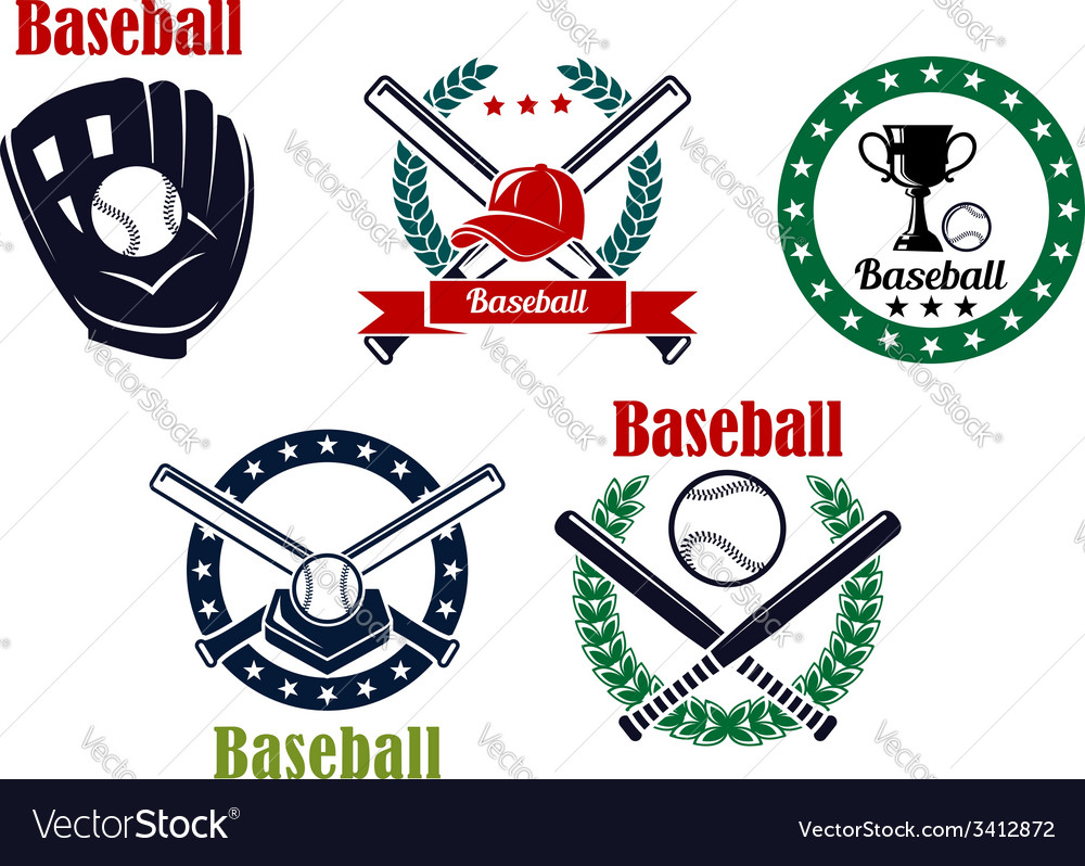 Baseball heraldic emblems set Royalty Free Vector Image