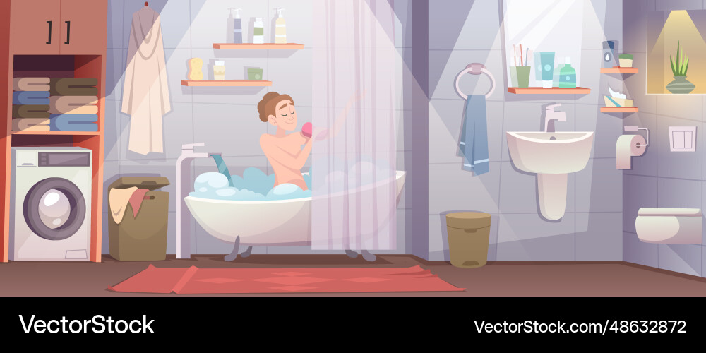 Bathroom interior modern decorated toilet room Vector Image