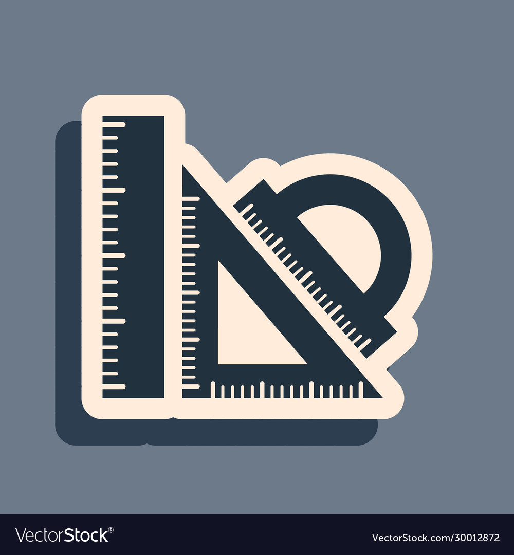 Black set ruler triangular and protractor Vector Image