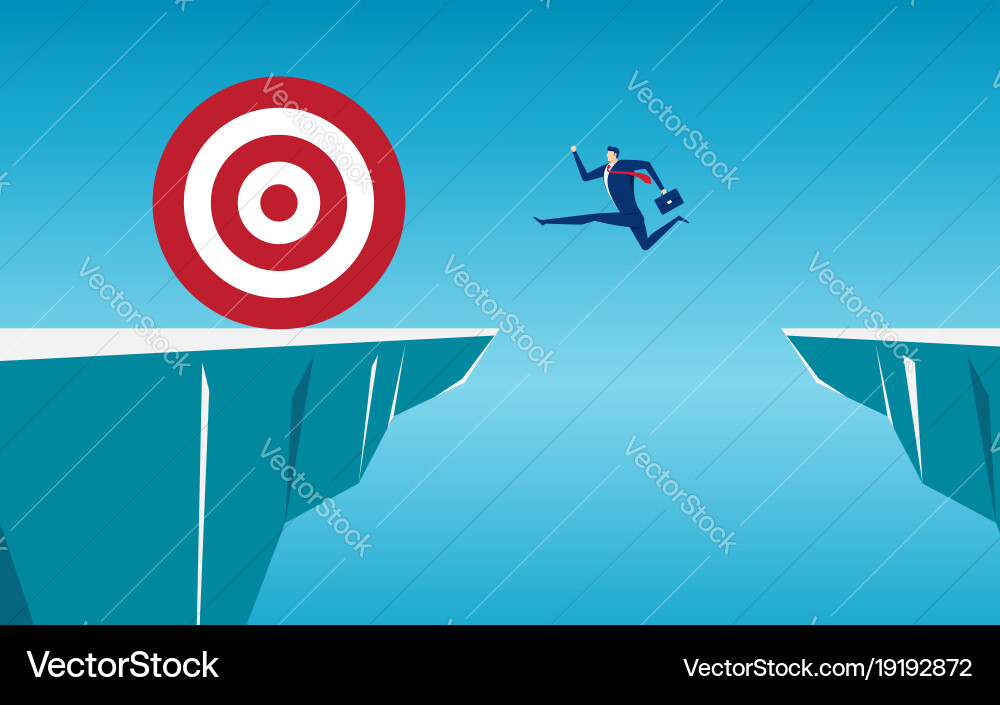 Businessman jump through the gap obstacles Vector Image