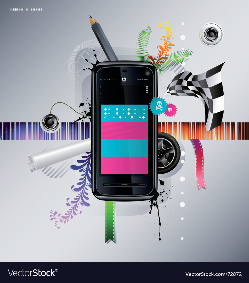 Cellular phone with pattern Royalty Free Vector Image