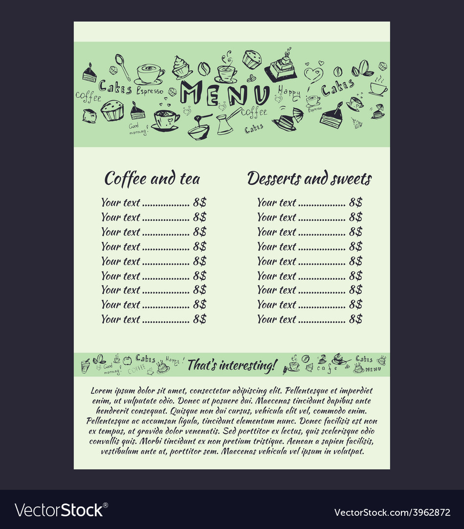 Coffee menu hand Royalty Free Vector Image - VectorStock