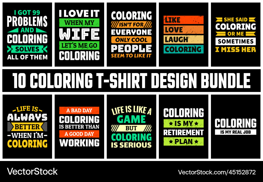 Coloring t shirt design set Royalty Free Vector Image