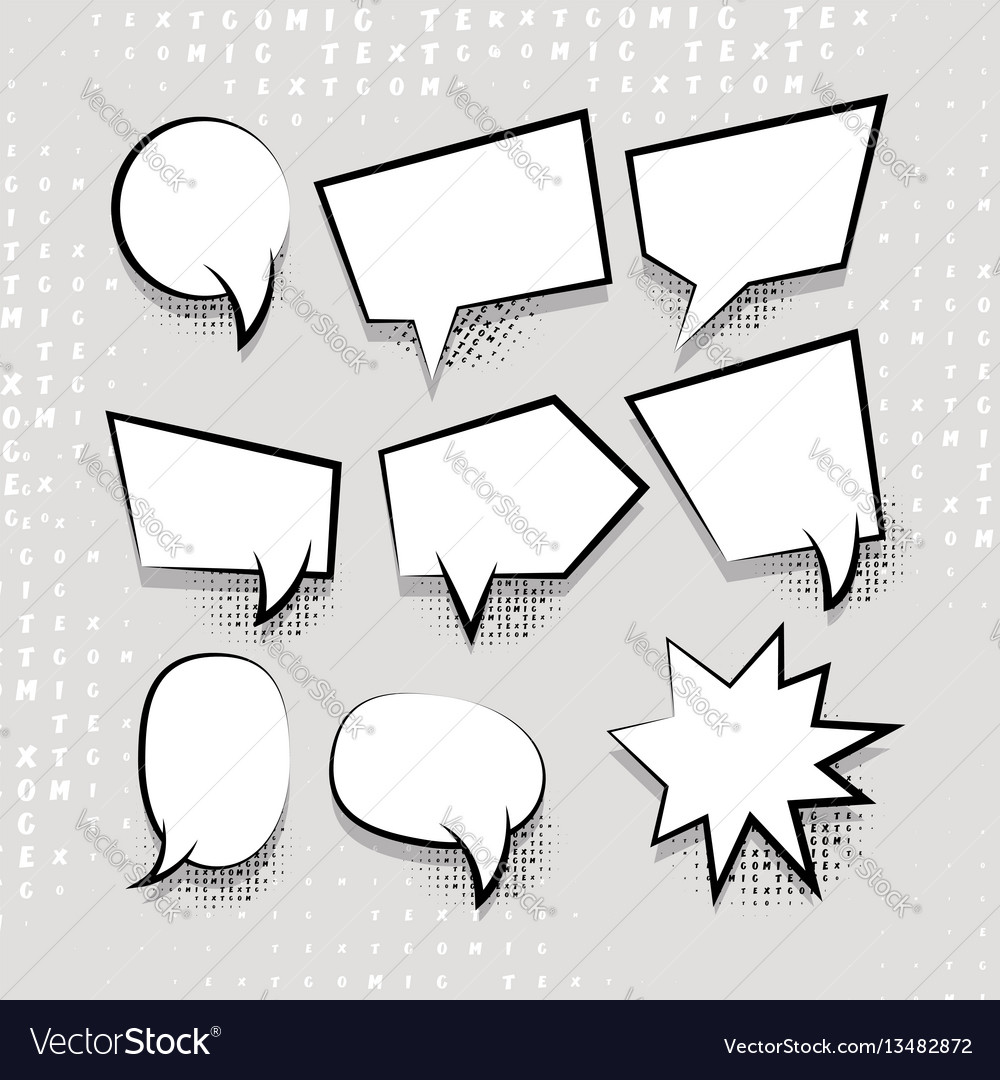 Comic set text empty cartoon white cloud Vector Image