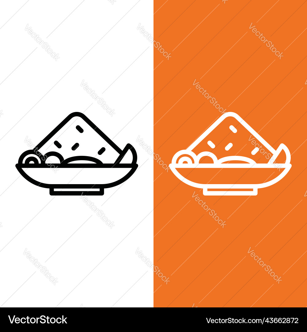 Fried rice icon logo in outline style Royalty Free Vector