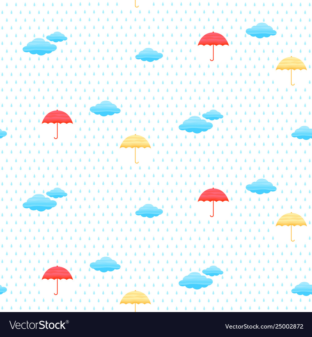 Seamless pattern with clouds umbrella and rain Vector Image
