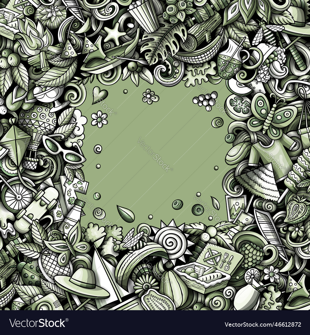 Summer cartoon doodles frame Royalty Free Vector Image