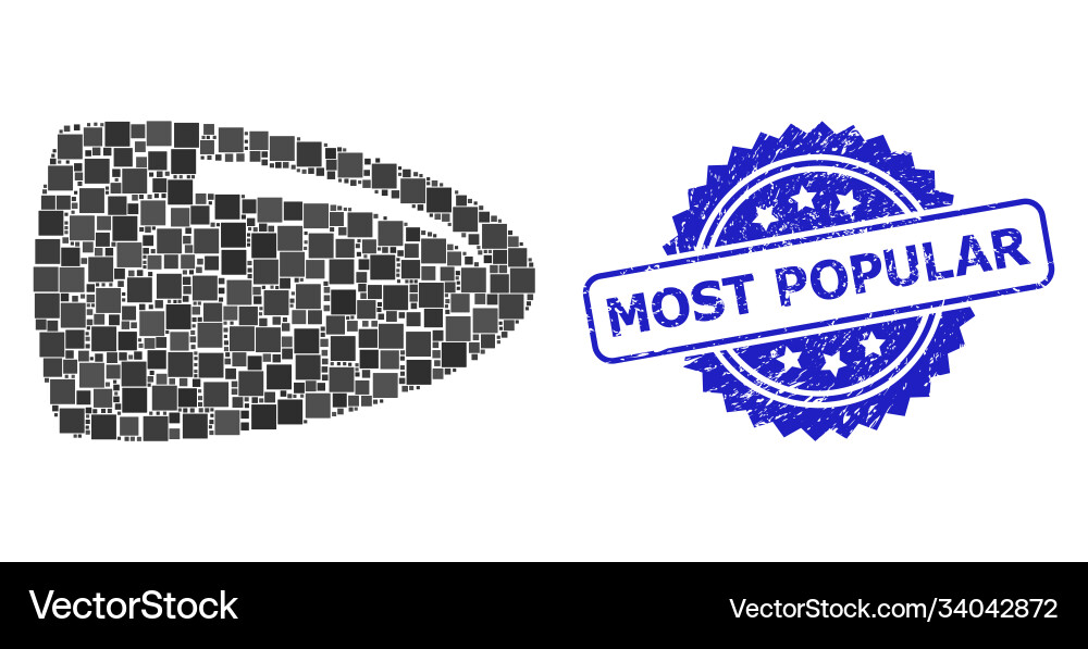 Textured most popular stamp seal and square dot Vector Image